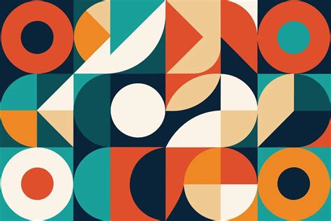 Geometric Pattern Element In Mid Century Style Retro Abstract Collection Of Colorful Circle