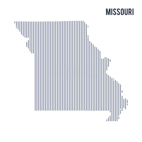 Vector Abstract Hatched Map Of State Of Missouri With Vertical Lines Isolated On A White