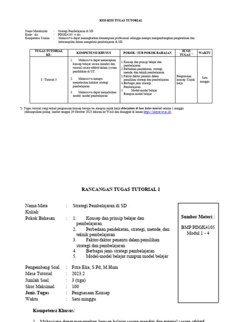 Tugas 1 Tutorial Pdgk4105 Pdf