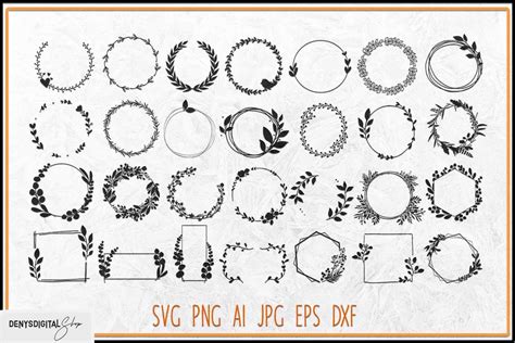 Monogram Leaf Frame Floral Monogram Frame Svg Leaf Monogram Frame