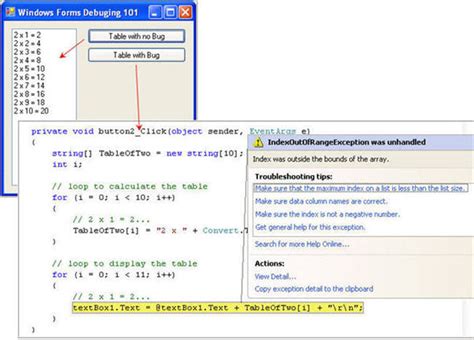 Debugging Windows Forms Run Time Error Using C