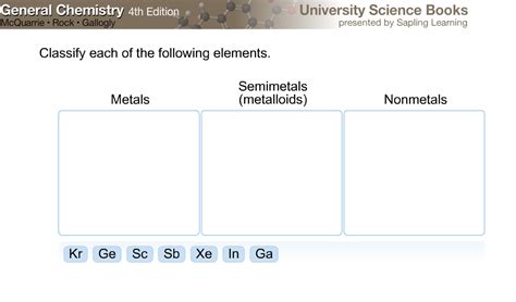 solved classify each of the following elements