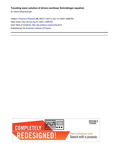 2017 Traveling Wave Solution Of Driven Nonlinear Schrödinger Equation Pdf Waves Soliton