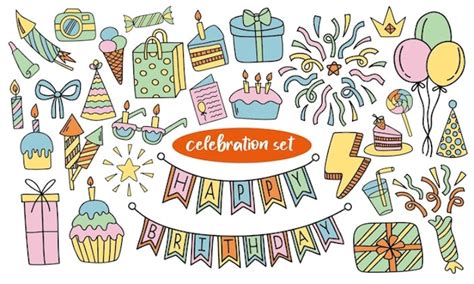 Vibrant Birthday Bash Colorful Celebration Icons And Festive Decor