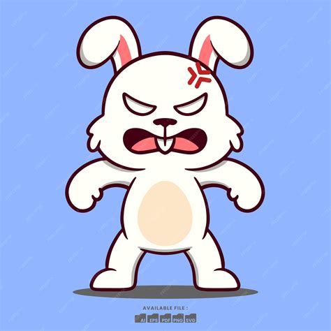 귀여운 화난 토끼 만화 그림 프리미엄 Ai 생성 벡터