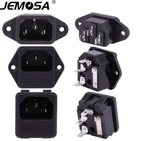 2PC IEC Inlet With 5x20MM Fuse Holder IEC320 C14 Electrical AC Socket 3Pin 250V Rocker Switch