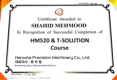 Shahid Mehmood On Linkedin Completion Training Certificate Of Hanwha