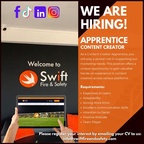 swift fire and safety on linkedin 🔥 we re hiring apprentice content