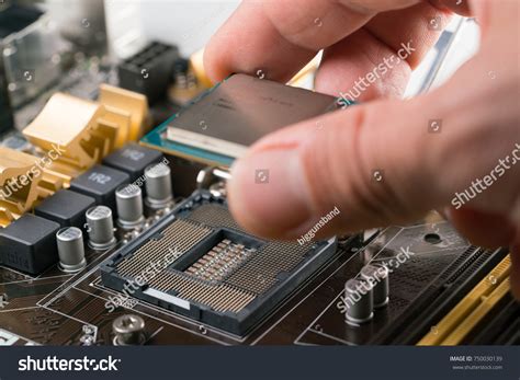 Technician Plug Cpu Microprocessor Motherboard Socket Stock Photo Edit Now 750030139