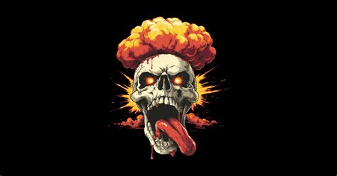 Explosive Skull Illustration Skull Sticker Teepublic