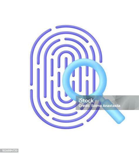 3d Identity Person With Fingerprint Scan Loupe Icon People Search