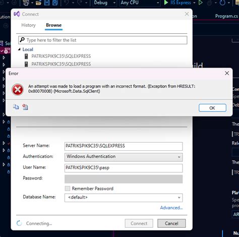 Exception From Hresult 0x8007000b · Issue 1994 · Dotnetsqlclient · Github