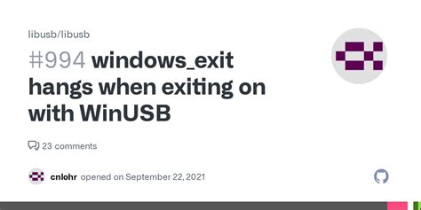 Windowsexit Hangs When Exiting On With Winusb · Issue 994 · Libusb