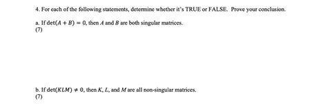 solved 4 for each of the following statements determine whether it s