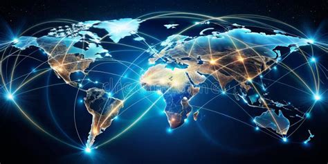 Visualizing Global Data Flow A Silhouette Of The Worldwide Network Stock Illustration