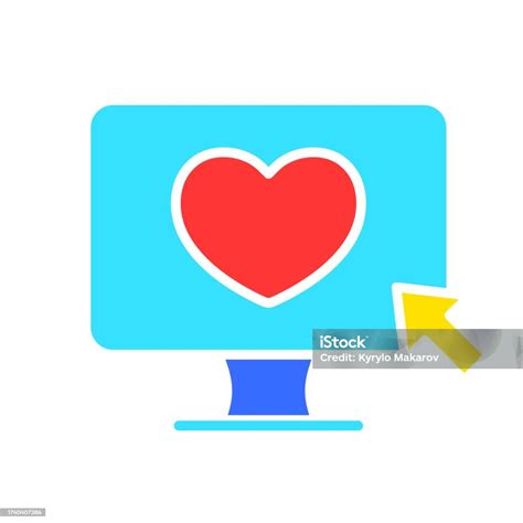 하트 라인 아이콘으로 모니터링합니다 기술 스크린 Tv 컴퓨터 해상도 자유 시간 사업과 광고를 위한 흰색 배경에 벡터 컬러 아이콘