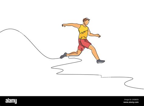 Single Continuous Line Drawing Of Young Sportive Man Training Ling Jump