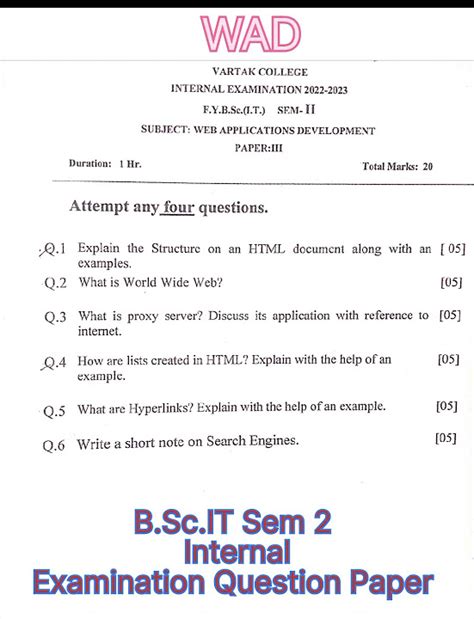 Web Application Development Question Paper 2023bscit Sem 2