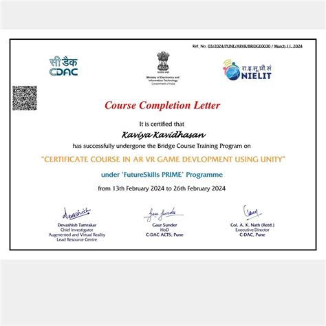 Kaviya Kavidhasan On Linkedin Im Glad To Share That I Have Completed My Av Vr Course From