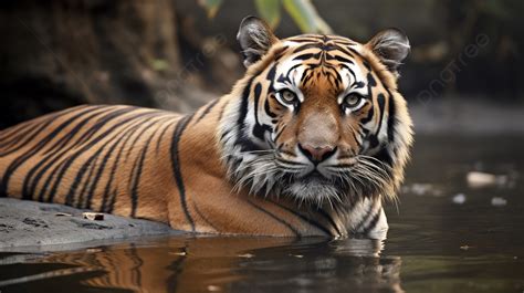 강가에 누워있는 호랑이 벵골 호랑이 그림 배경 일러스트 및 사진 무료 다운로드 Pngtree