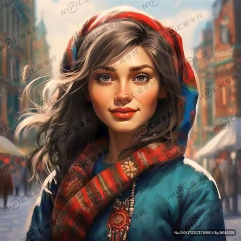 Ai创作图俄罗斯 少数民族 卡通 女 肖像 昵图网