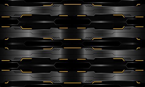 추상 벡터 기술 미래 금속 사이버 옐로우 라이트 파워 블랙 기하학적 디자인 원활한 패턴 배경 0명에 대한 스톡 벡터 아트 및