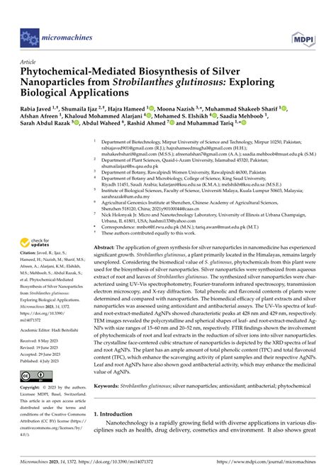 Pdf Phytochemical Mediated Biosynthesis Of Silver Nanoparticles From