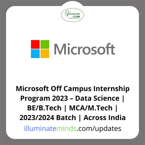 Microsoft Off Campus Internship Program 2023 Data Science Bebtech Mcamtech 20232024