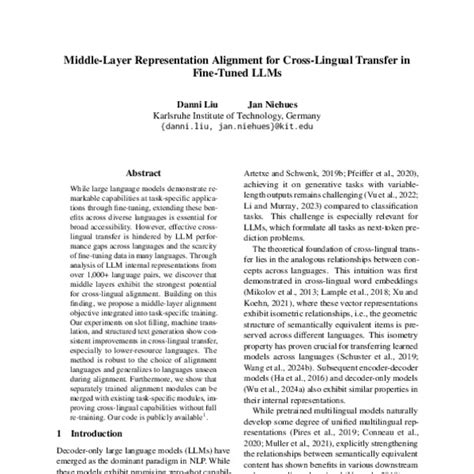 Middle Layer Representation Alignment For Cross Lingual Transfer In Fine Tuned Llms Acl Anthology