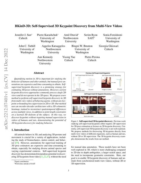 Bkind 3d Self Supervised 3d Keypoint Discovery From Multi View Videos