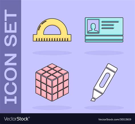 Set Marker Pen Protractor Grid For Measuring Vector Image