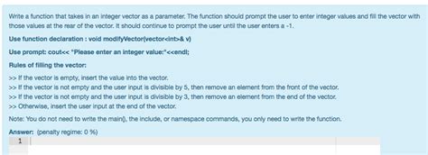 Solved Write A Function That Takes In An Integer Vector As A Chegg