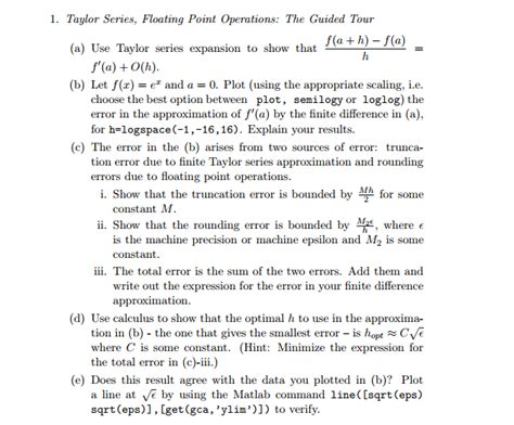 1 Taylor Series Floating Point Operations The