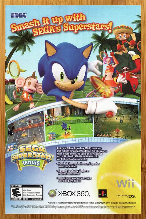2008 Sega Superstars Tennis Xbox 360 Wii PS3 Print Ad/Poster Official ...