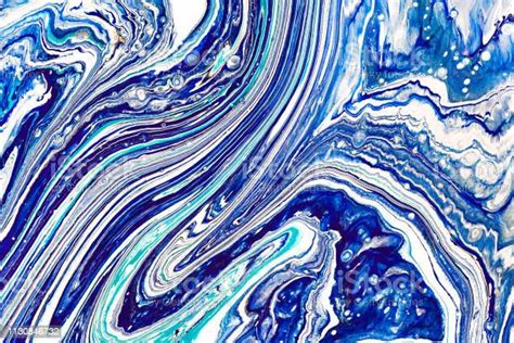 손으로 그린 혼합 액체 블루 흰색 노란색 페인트와 배경 추상 유체 아크릴 그림입니다 포장 초대장 섬유 벽지 다양 한 표면의 디자인에 적용 가능 0명에 대한 스톡 사진 및