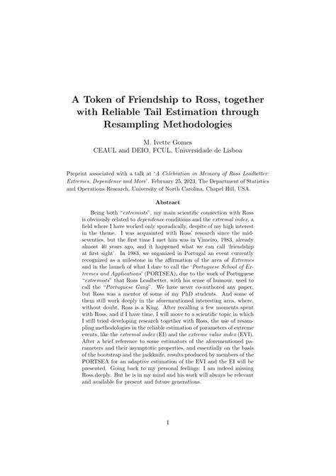 Pdf A Token Of Friendship To Ross Together With Reliable Tail