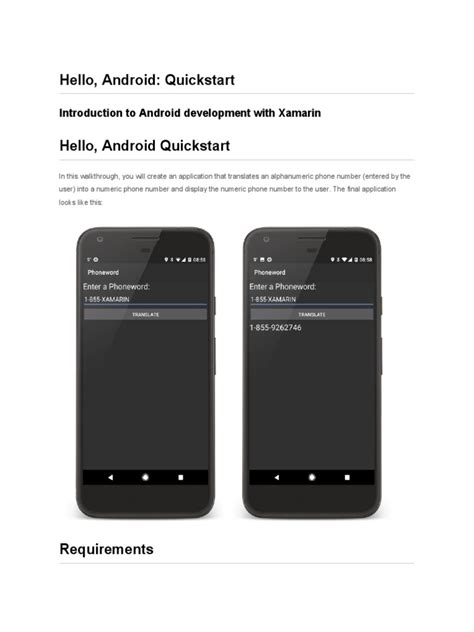 Hello Android Quickstart Introduction To Android Development With Xamarin Download Free Pdf