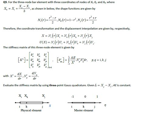 solved q5 for the three node bar element with three