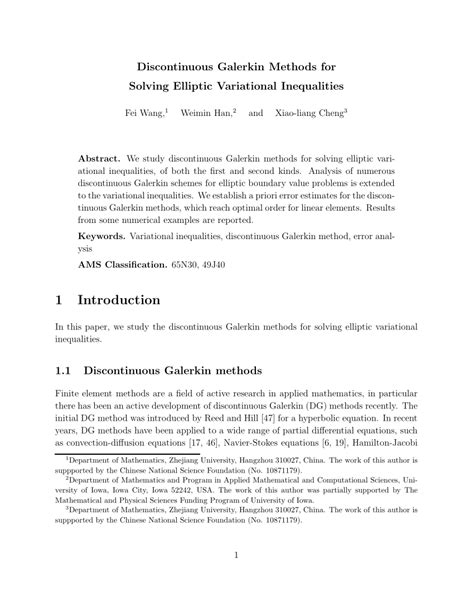 Pdf Discontinuous Galerkin Methods For Solving Elliptic Variational