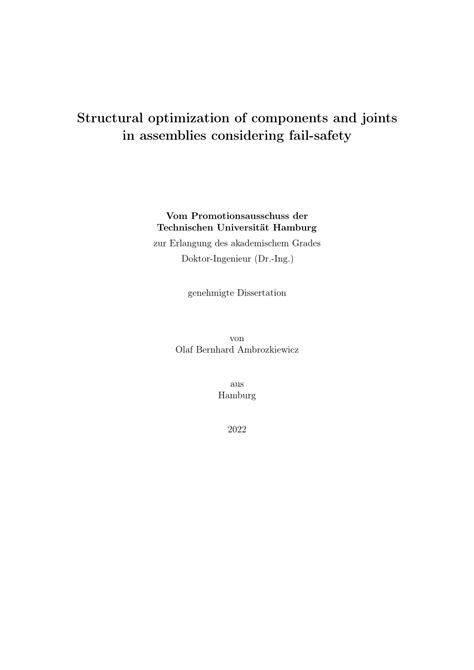 pdf structural optimization of components and joints in assemblies