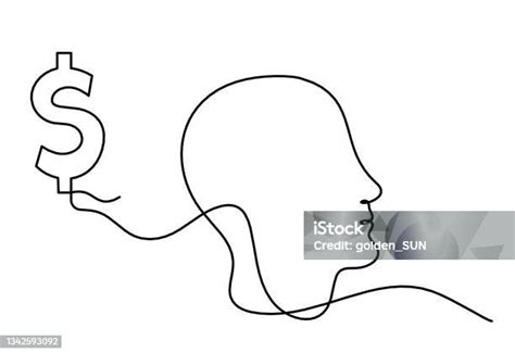 흰색 배경에 라인 그리기로 달러의 기호와 남자 실루엣 프로필 낙서 드로잉에 대한 스톡 벡터 아트 및 기타 이미지 낙서 드로잉 남자 마케팅 Istock