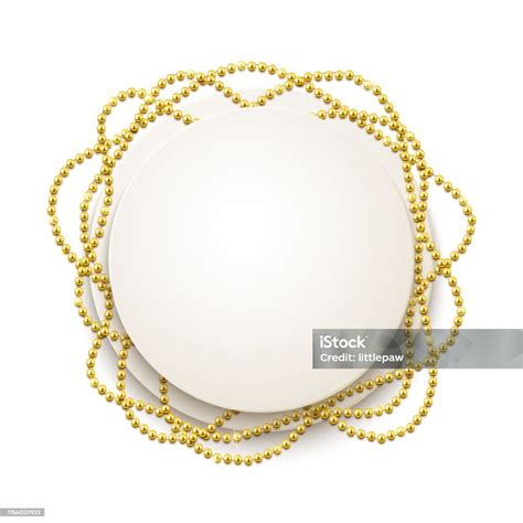 빛나는 사실적인 금 구슬 보석 벡터 일러스트 배경 장식 프레임 고풍스런에 대한 스톡 벡터 아트 및 기타 이미지 고풍스런