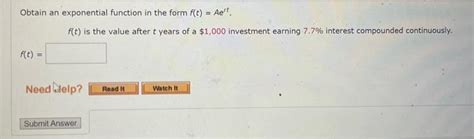 solved obtain an exponential function in the form f t