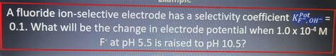 Solved A Fluoride Ion Selective Electrode Has A Selectivity