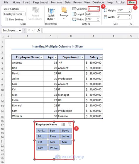 Excel Slicer Multiple Columns 3 Examples ExcelDemy