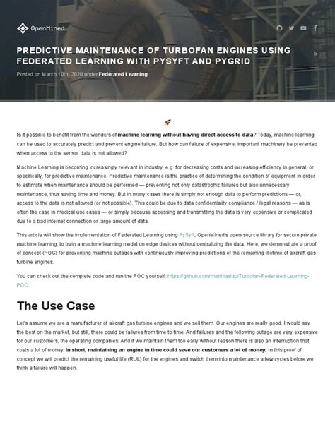 predictive maintenance of turbofan engines using federated learning