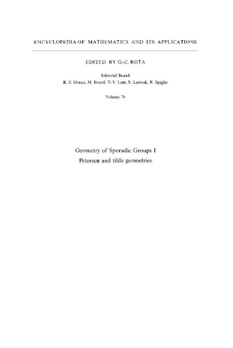 Pdf Geometry Of Sporadic Groups Volume 1 Petersen And Tilde Geometries Encyclopedia Of Pdf Geometry Of Sporadic Groups Volume 1 Petersen And Tilde Geometries Encyclopedia Of