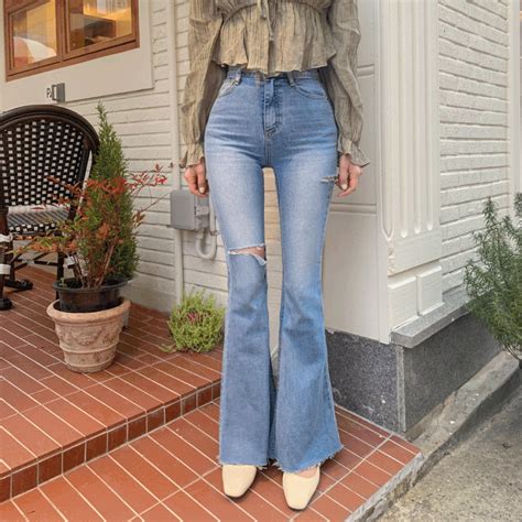 무배🚀 Made💝모델pick완전강추 롱다리 하이웨스트 부츠컷 데님 팬츠 컷팅 허벅지 트임 청바지 데님진 찢청 바지 연청 진청 S M L