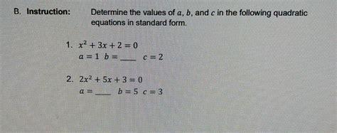 solved b instruction determine the values of a b and c in the