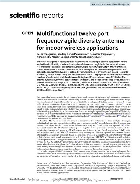 Pdf Multifunctional Twelve Port Frequency Agile Diversity Antenna For